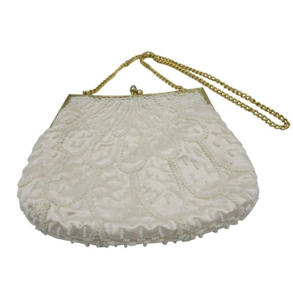 Richere | Bags | Vintage Cream Beaded Purse With Gold Chain | Poshmark